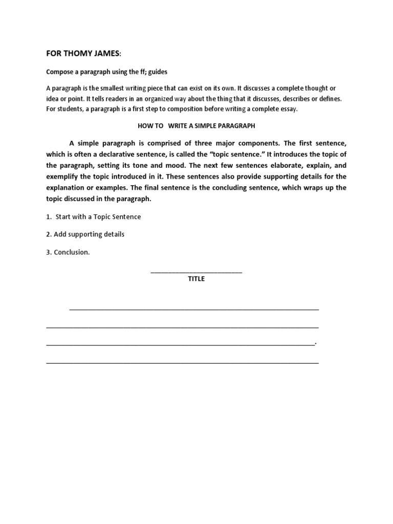 For Thomy James: Compose A Paragraph Using The FF Guides | PDF ...