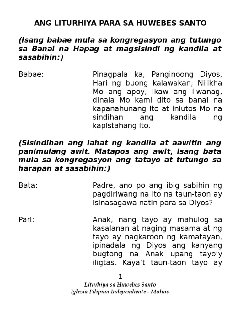 Ang Liturhiya para Sa Huwebes Santo | PDF