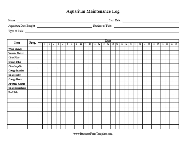 Aquarium Maintenance Log PDF | PDF
