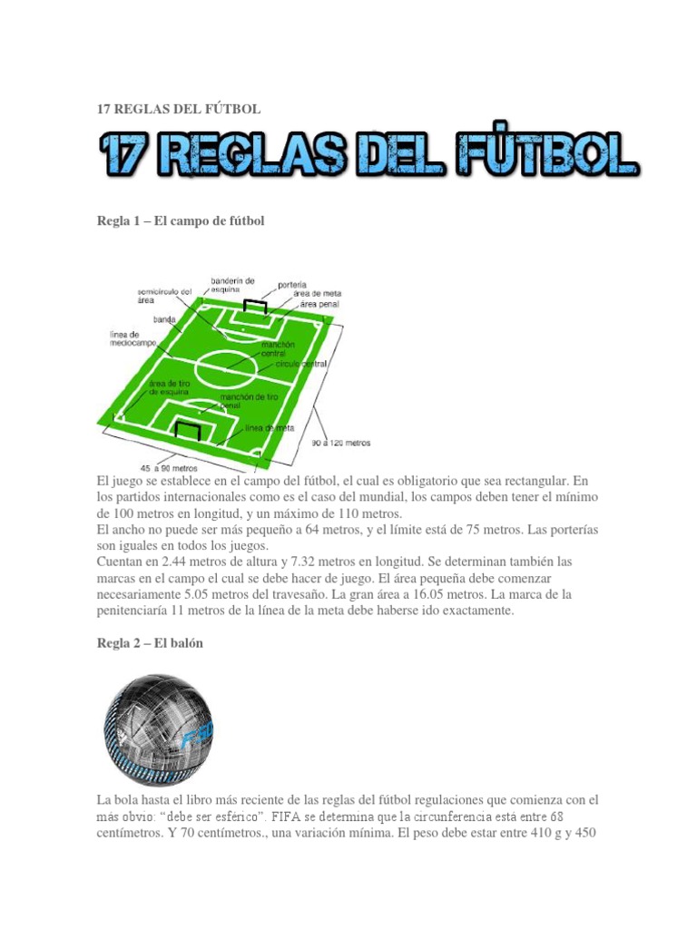 17 Reglas Del Fútbol | PDF | Asociación de Futbol | Deportes de equipo