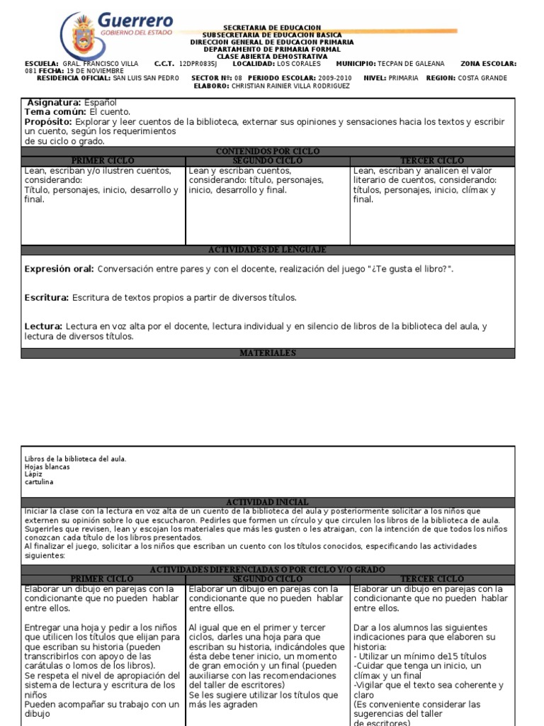 Planeacion Multigrado | PDF | Educación primaria | Salón de clases