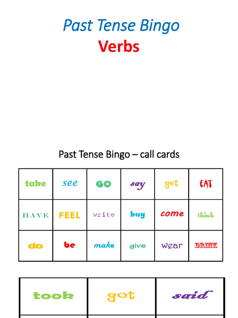 Past Tense Bingo | PDF
