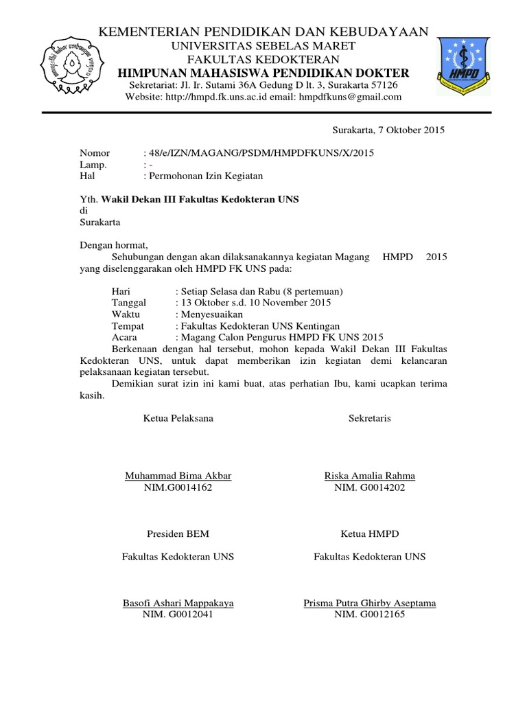 Template Surat Izin Kegiatan | PDF