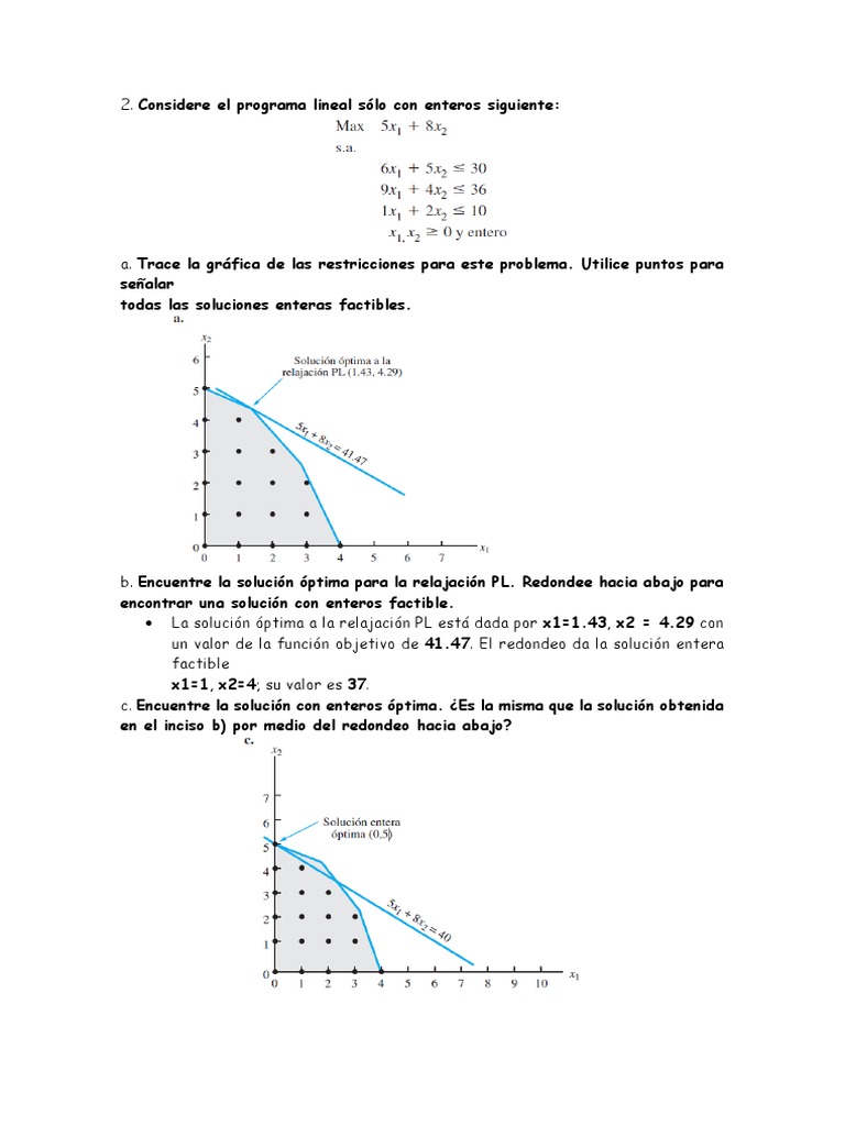 Programación Lineal Entera y Restricciones | PDF | Programación lineal ...