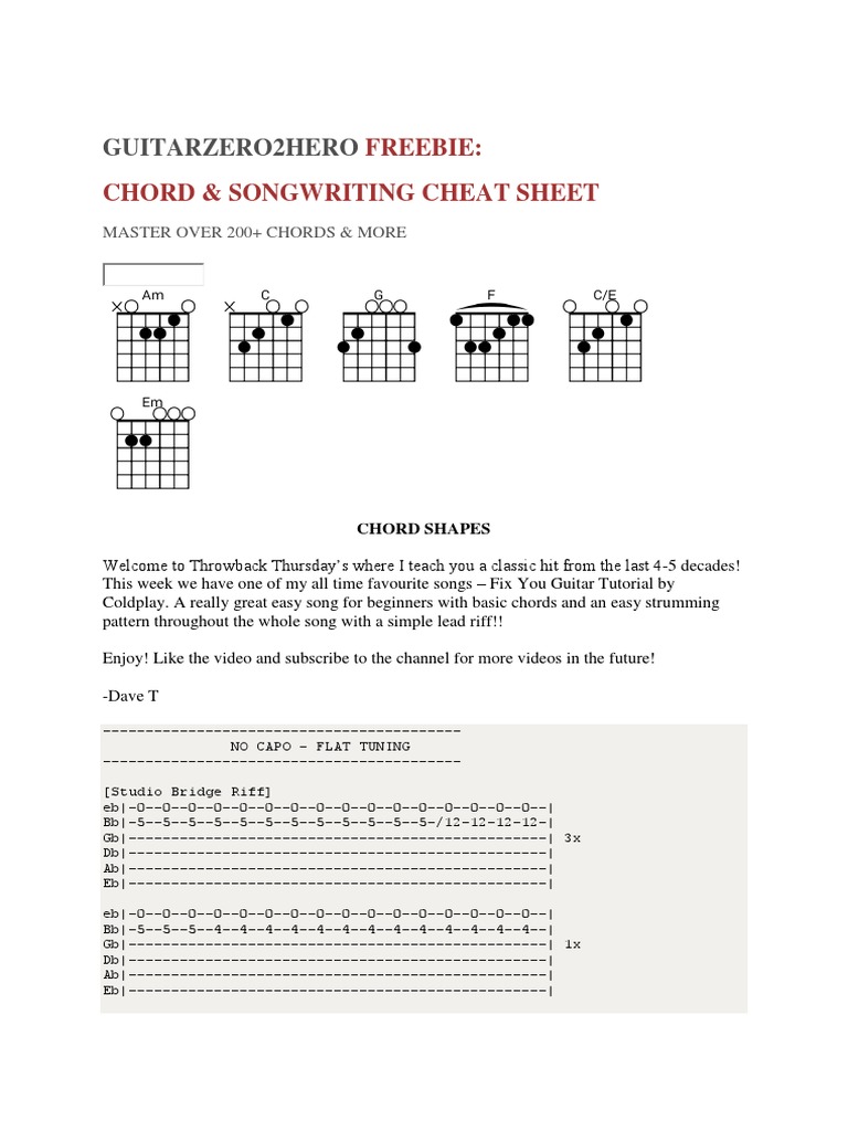 Guitarzero2hero Freebie | PDF | Song Structure | Guitar Family Instruments