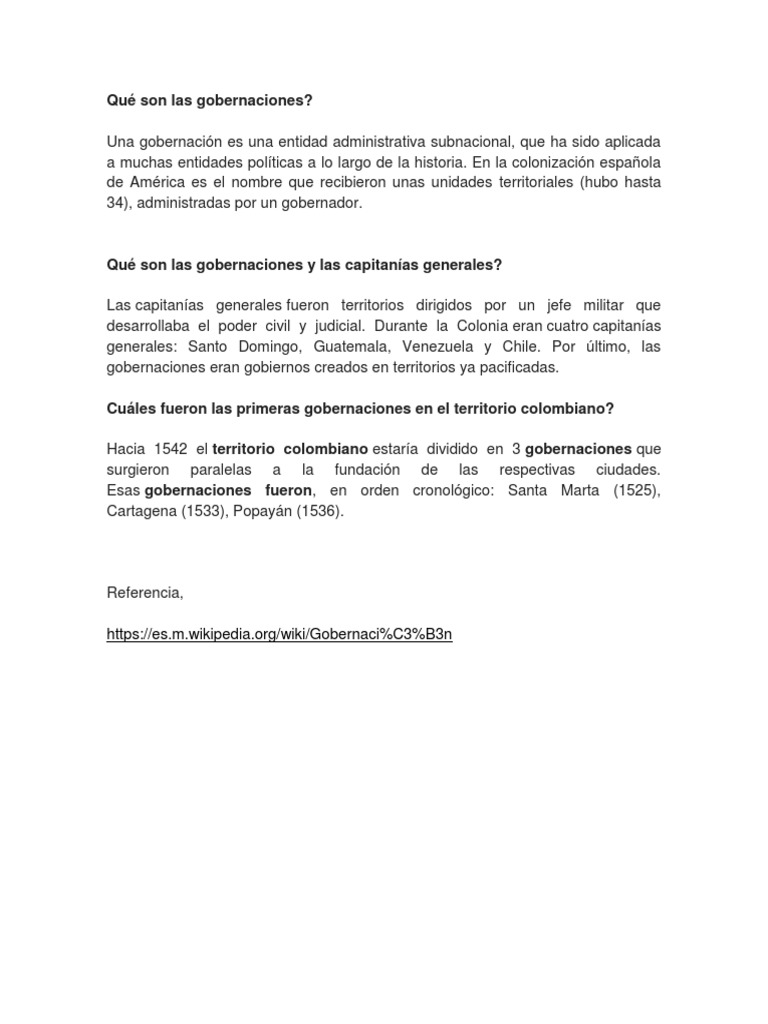 Qué Son Las Gobernaciones | PDF