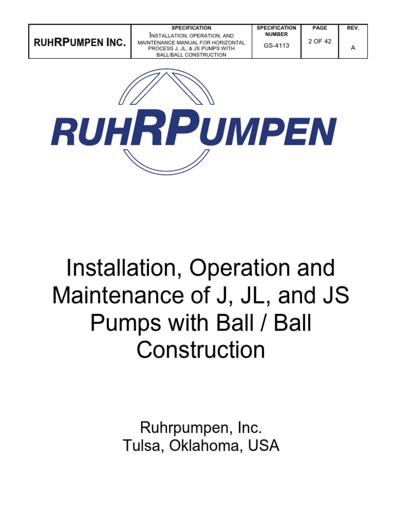 Ruhrpumpen PDF | PDF | Bearing (Mechanical) | Pump