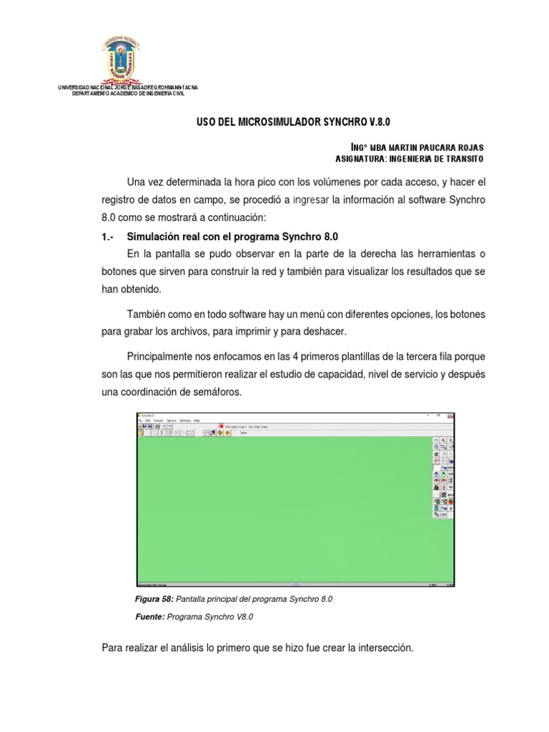 Tutorial Synchro 8 Unjbg PDF | PDF | Intersección (carretera) | Semáforo