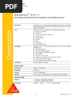 Sikagrout®-114 Sa: Product Data Sheet | PDF | Rust | Concrete