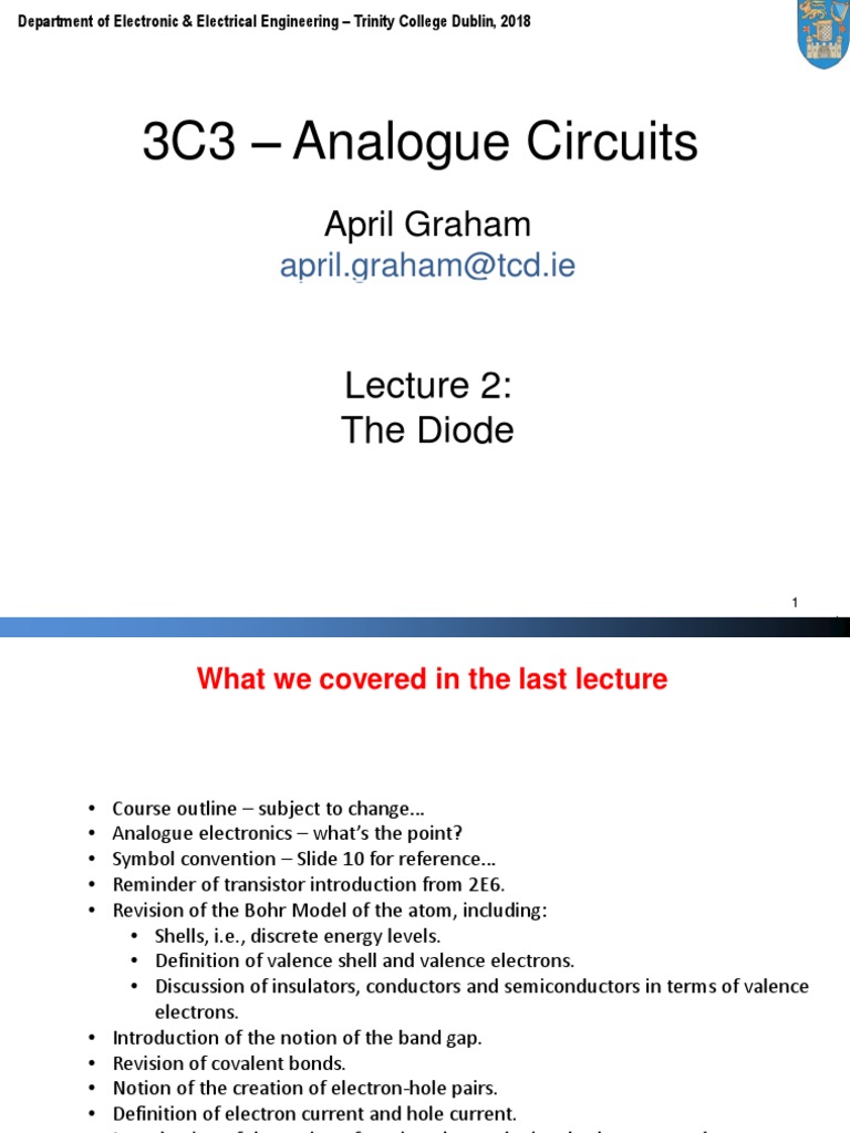 3C3 - Analogue Circuits: April Graham | PDF | P–N Junction | Diode