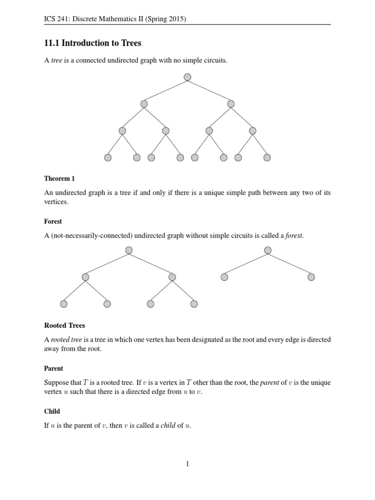 11.1 Introduction To Trees: Theorem 1 | PDF | Combinatorics | Theoretical Computer Science