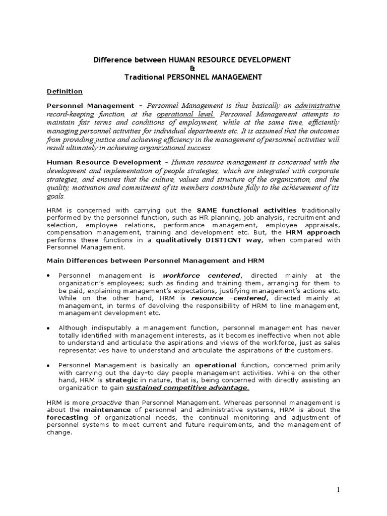 Difference Between PM Vs HRM | PDF | Human Resource Management | Employment