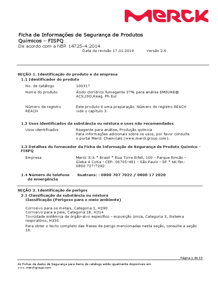 FISPQ Exemplo | PDF | Vapor | Química
