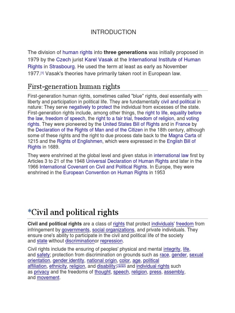 Civil and Political Rights: First-Generation Human Rights | PDF | Civil ...