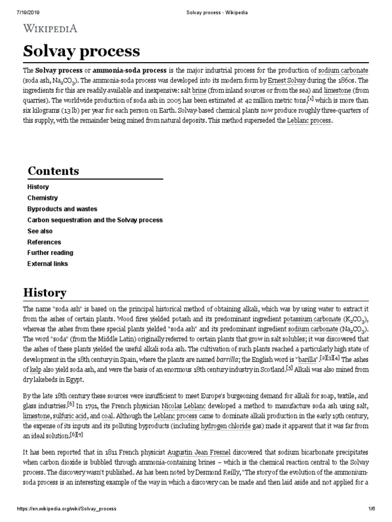 Solvay Process Obtencion Soda Ash | PDF | Sodium Carbonate | Chemical ...