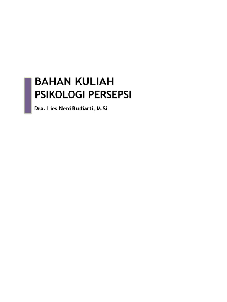 Bahan Kuliah Psikologi Persepsi | PDF | Sains & Matematika