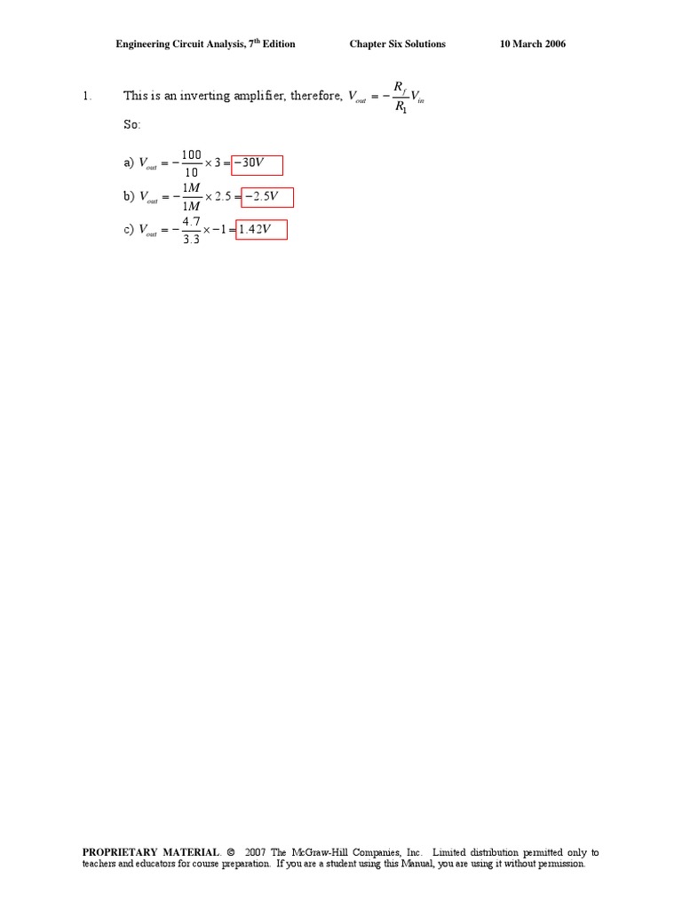 Chapter 6 Solutions To Exercises PDF | PDF | Operational Amplifier ...