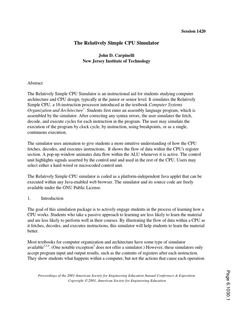The Relatively Simple Cpu Simulator | PDF | Central Processing Unit | Computer Program