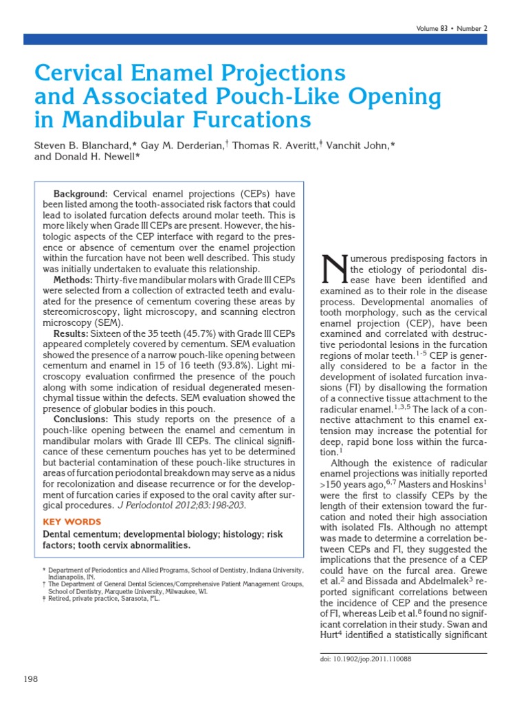 Cervical Enamel Projections in Furcations | PDF | Human Tooth | Tooth ...
