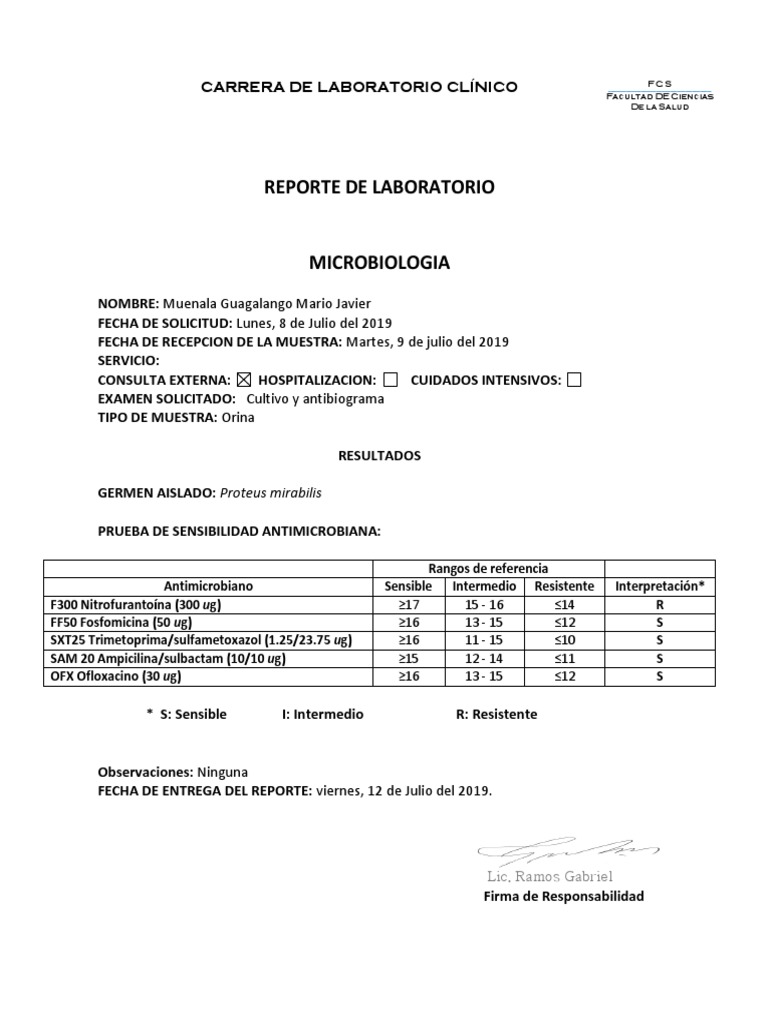 Antibiograma Informe | PDF | Patologia clinica | Antibióticos