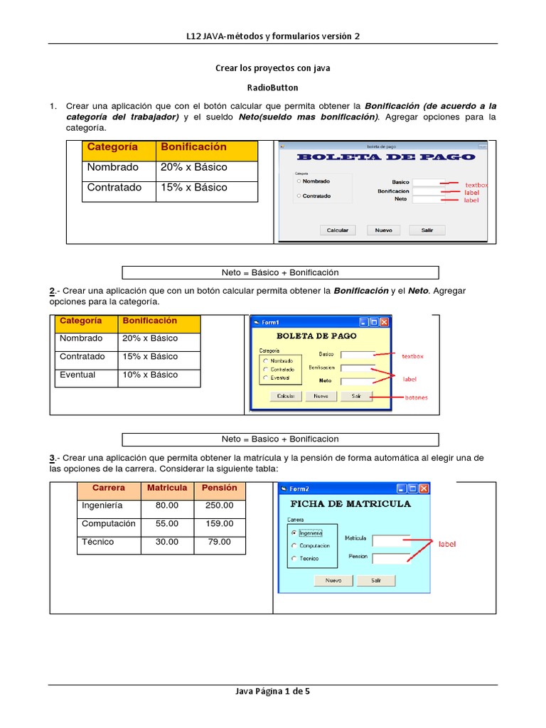 Ejercicios de Java | PDF | Java (lenguaje de programación) | Informática