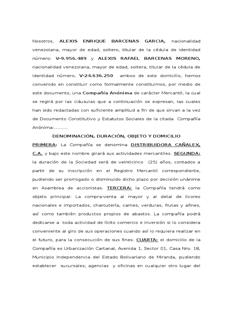 Acta Constitutiva Corregida | PDF | Compartir (Finanzas) | Quórum