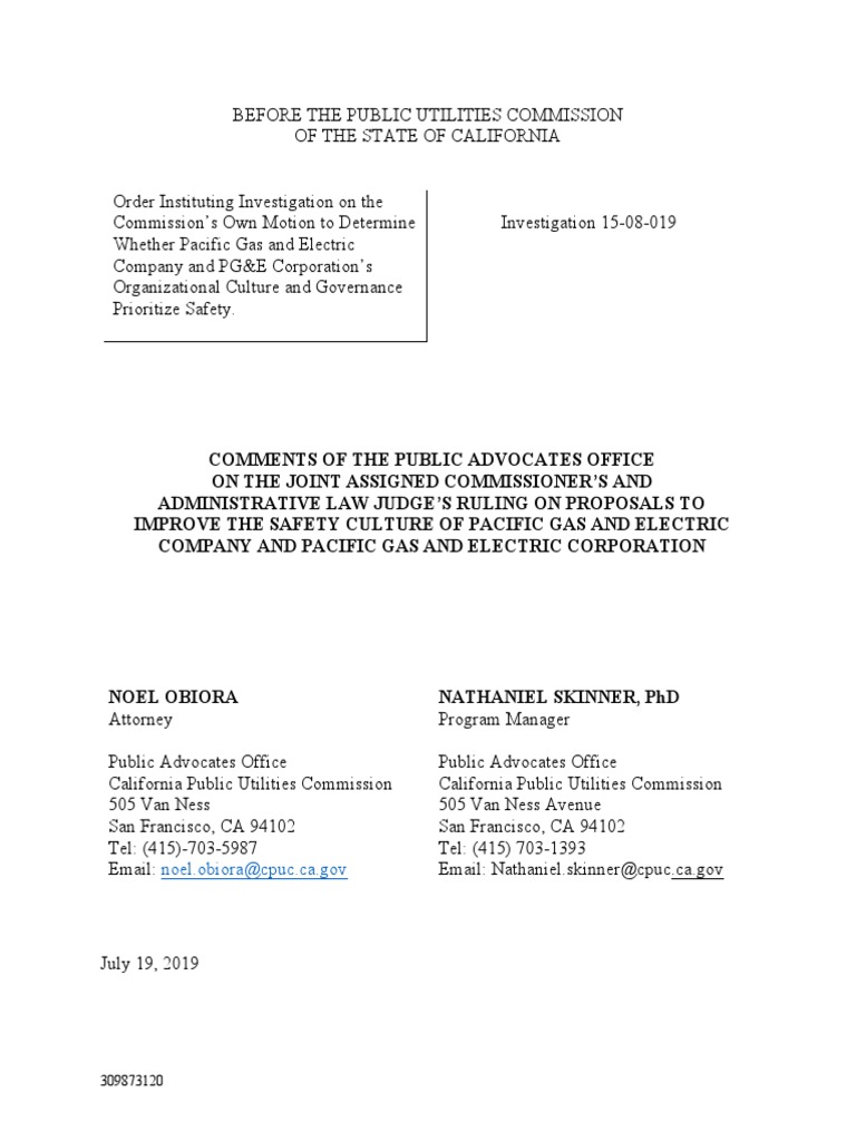 CPUC Filing | PDF | Pacific Gas And Electric Company | Executive ...