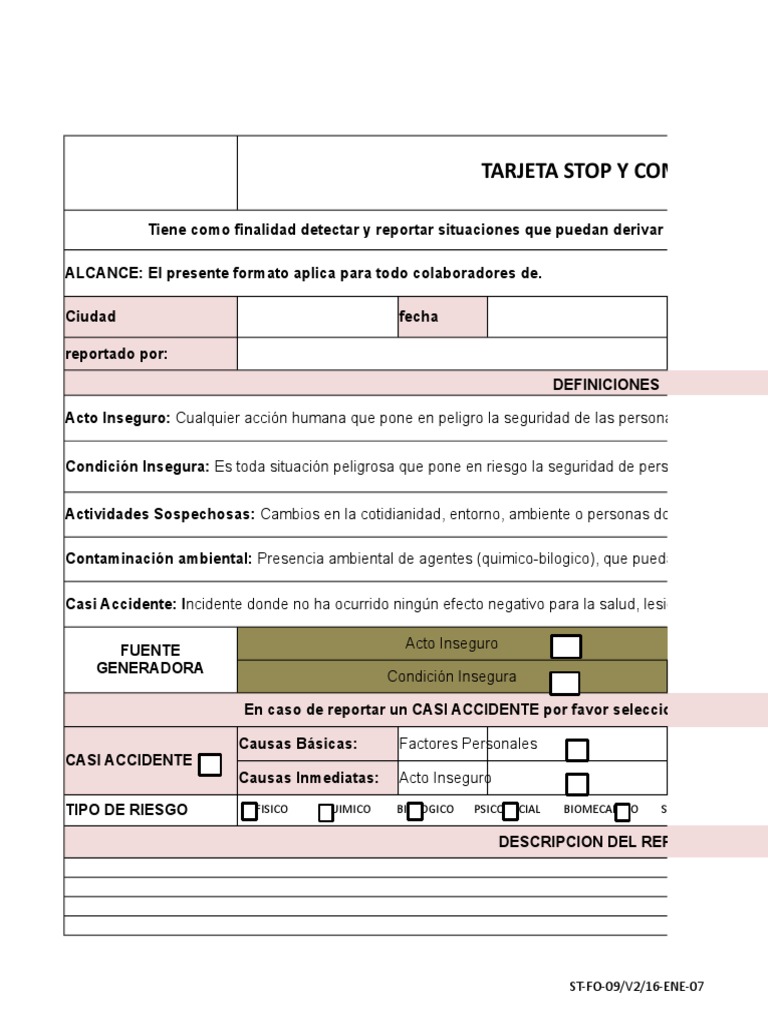 ST Fo 09 Tarjeta Stop | PDF | Entorno natural | Riesgo
