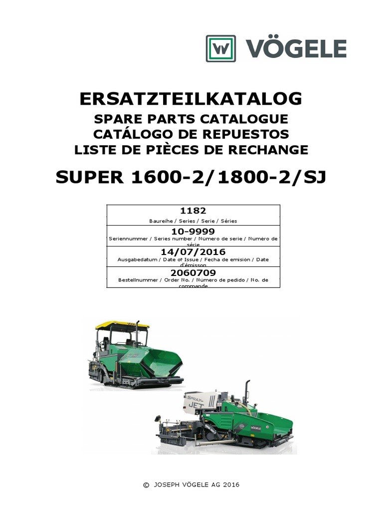 Manual de Partes VOGELE 1800-2 | PDF | Propulsión | Cableado eléctrico