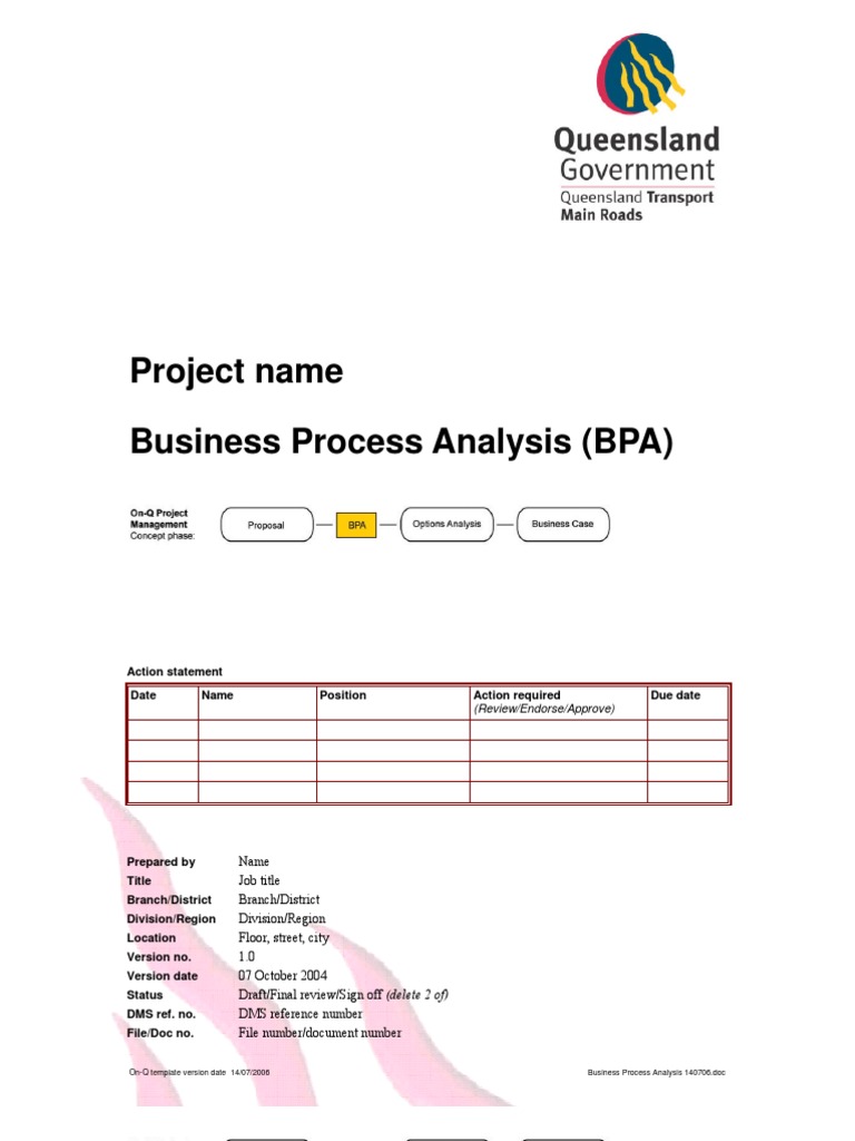 BPA Template | PDF | Business Process | Document