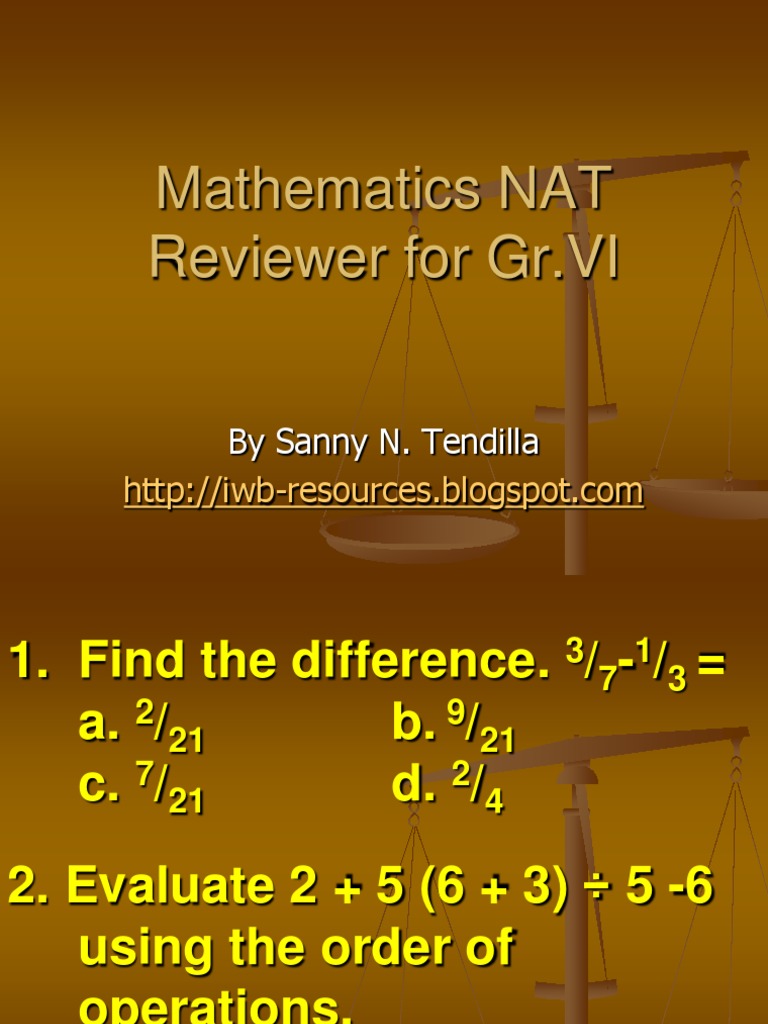 Mathematics NAT Reviewer For GR VI No.3 | PDF | Volume | Area