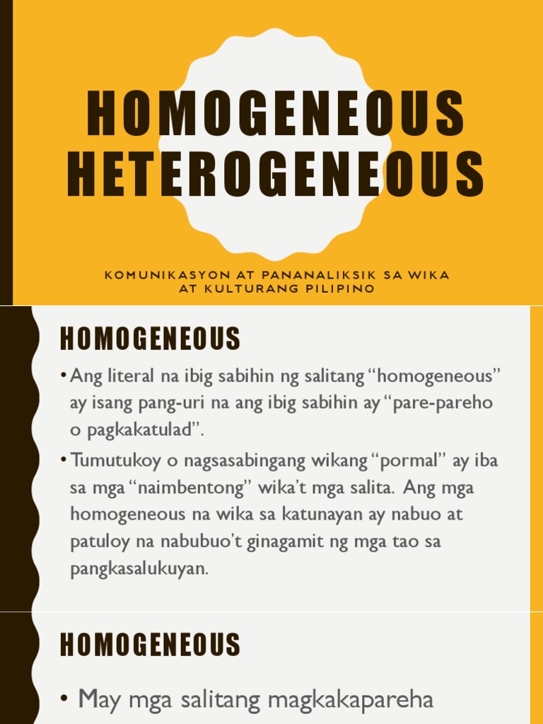 Homogeneous Heterogeneous Na Wika | PDF