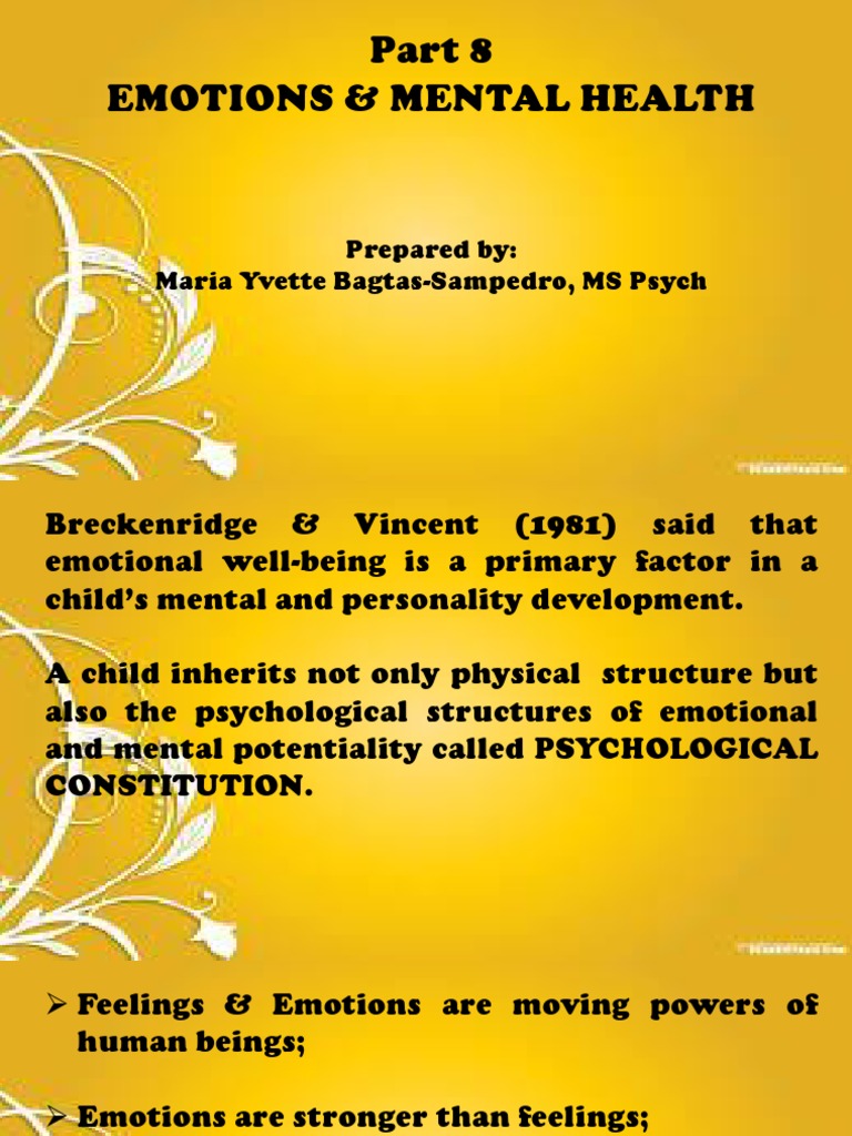 7 Euthenics Part 8 EmotionsMentalHealth MariaYvette | PDF | Emotions ...