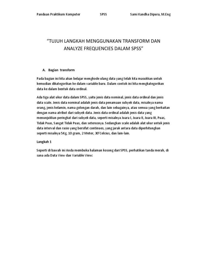 Panduan Dasar Transform Dan Analysis Dalam SPSS | PDF
