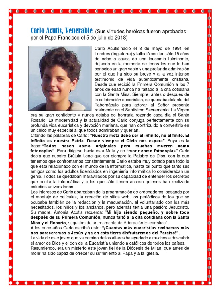 Carlo Acutis | PDF | eucaristía | Iglesia Católica