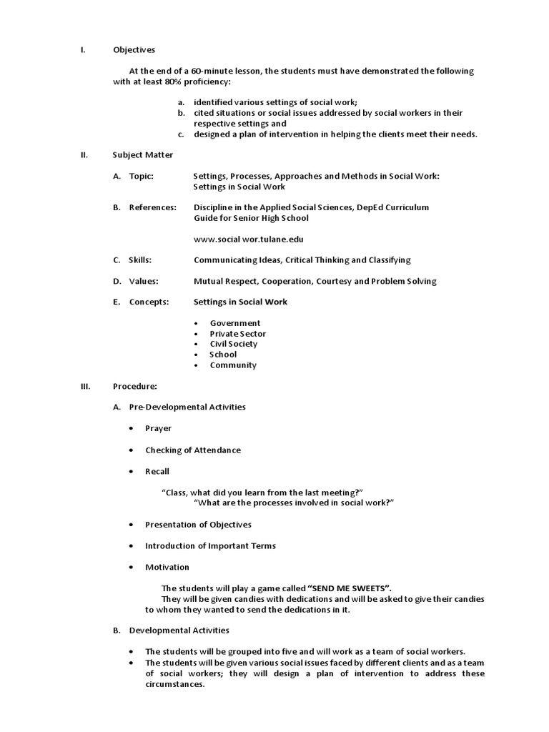 LP14 Settings of Social Work | Download Free PDF | Social Work | Lesson ...