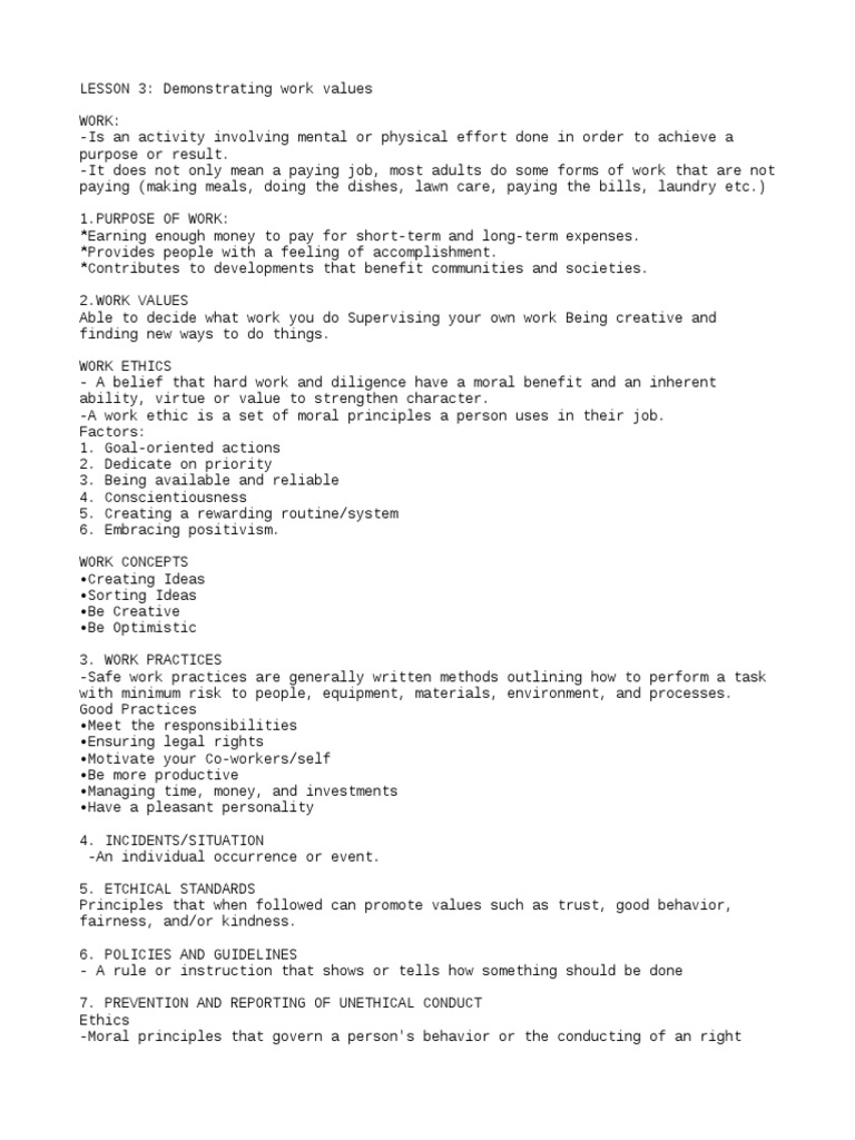 Demonstrating Work Values | PDF | Value (Ethics) | Morality