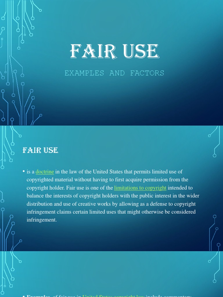 Fair Use: Examples and Factors | PDF