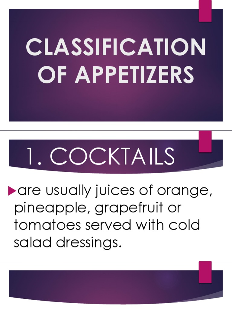 Classification of Appetizers | PDF