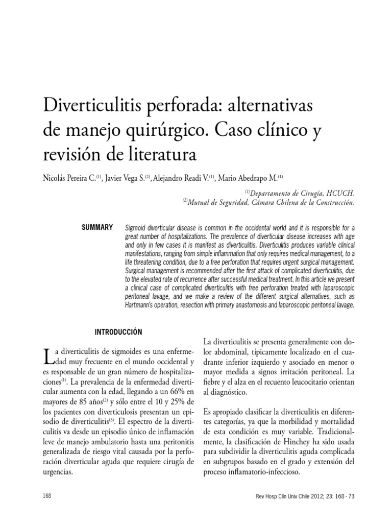 Diverticulitis Perforada | PDF | Medicina CLINICA | Especialidades Medicas
