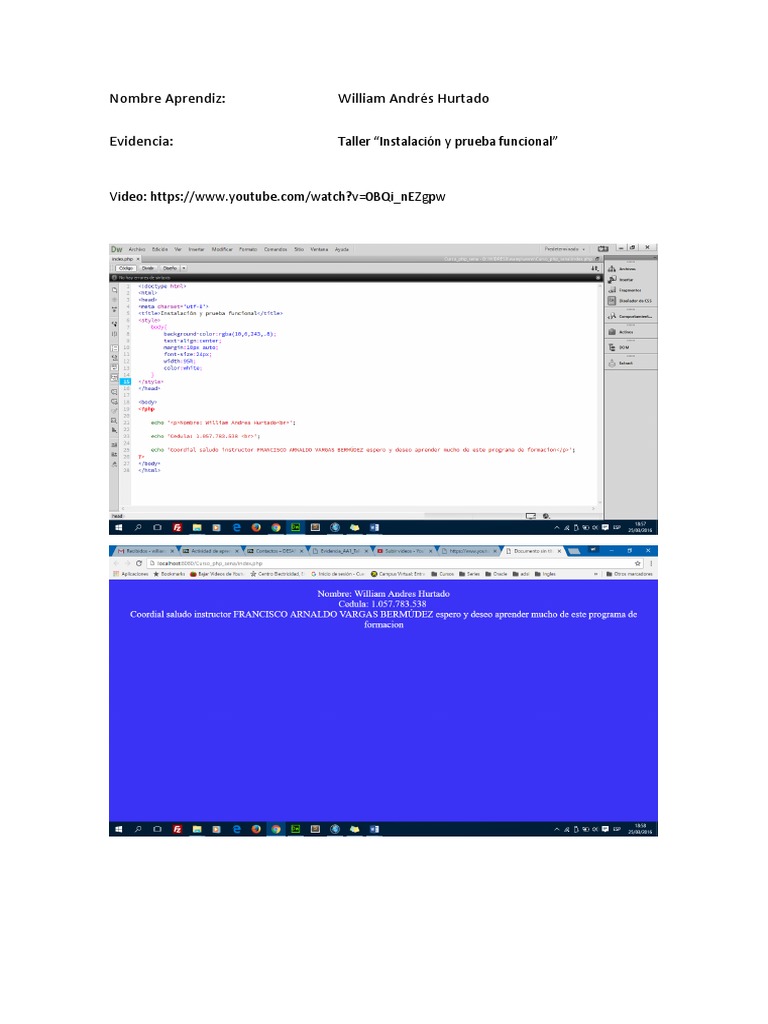 Taller Instalación y Prueba Funcional PHP | PDF | Tecnología