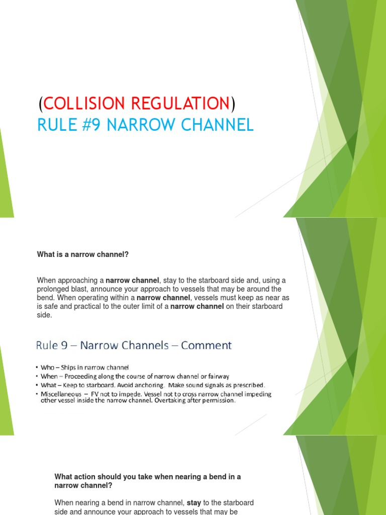 Collision Regulation: Rule #9 Narrow Channel | PDF
