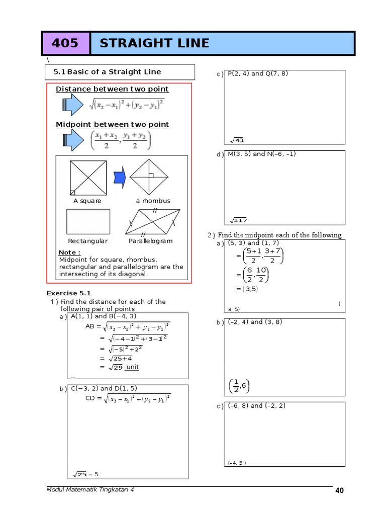 405 Straight Line: 5.1 Basic of A Straight Line Distance Between Two ...