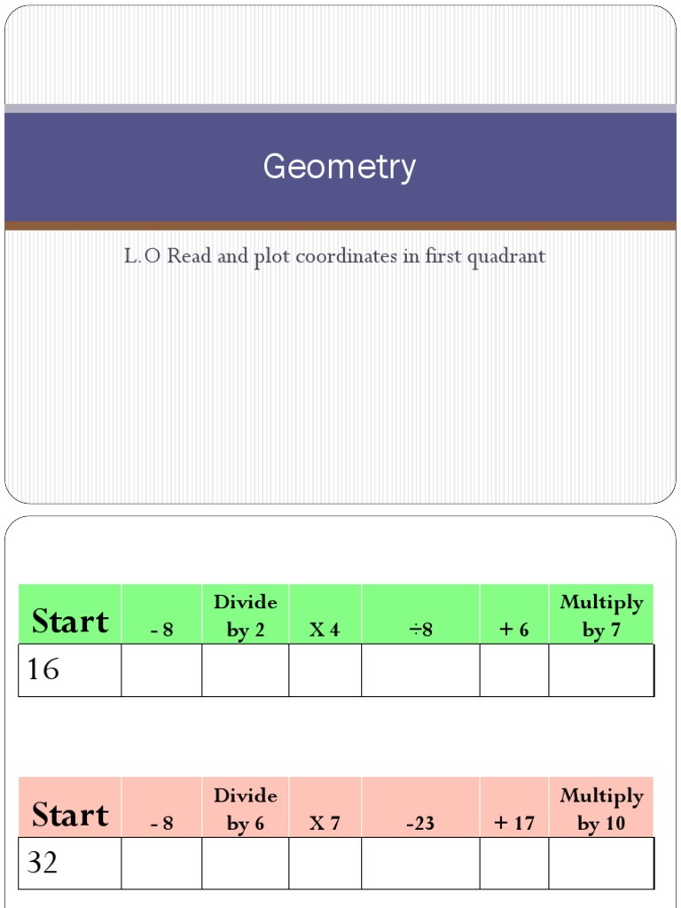 Geometry: L.O Read and Plot Coordinates in First Quadrant | PDF ...