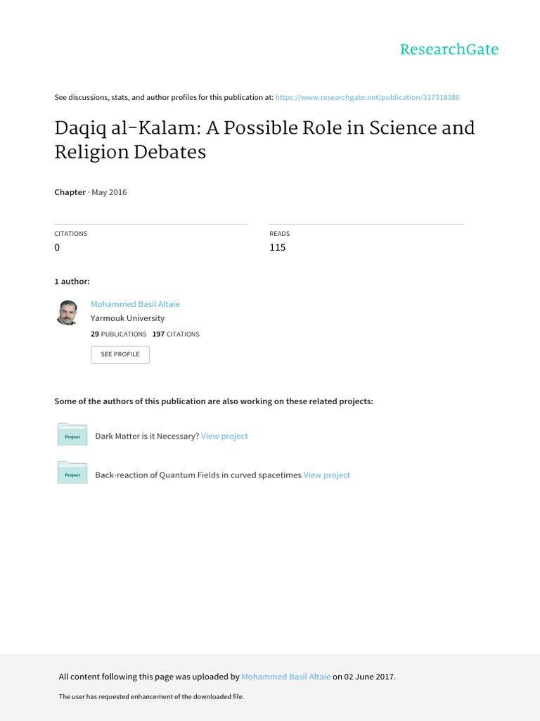 Daqiq Kalam Role in Science | PDF | Hadith | Quran