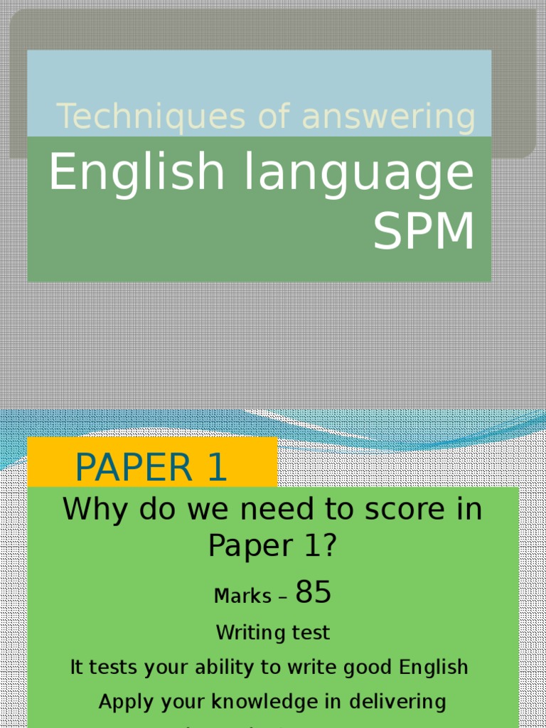Techniques of Answering SPM PDF | PDF | Sports | Reason