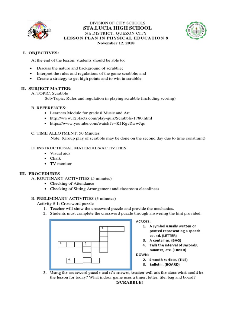 Scrabble | PDF | Lesson Plan | Teachers