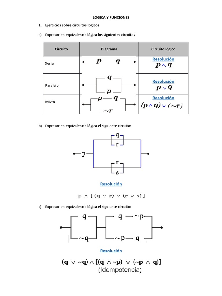 Ejercicios Resueltos Circuitos Lógicos | PDF