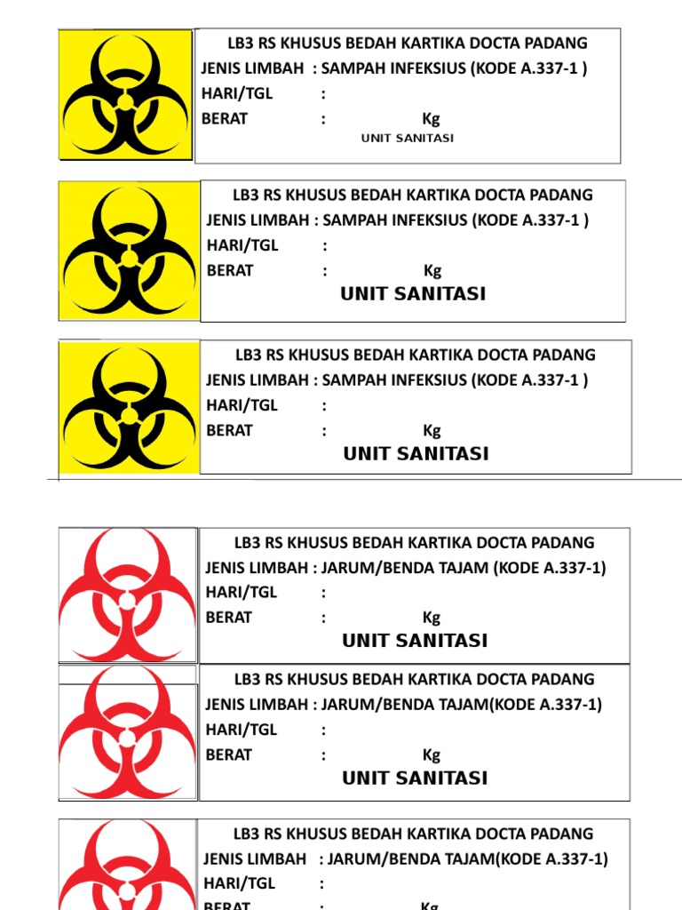 Label Infeksius Dan Benda Tajam | PDF