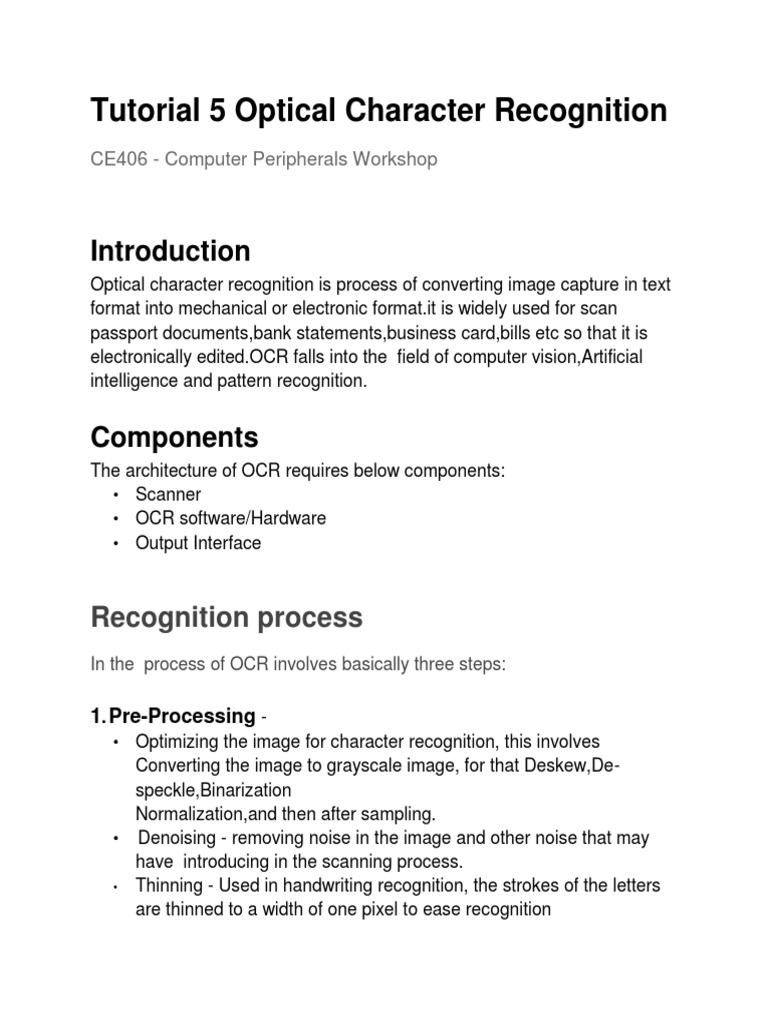 Optical Character Recognition | PDF | Optical Character Recognition ...